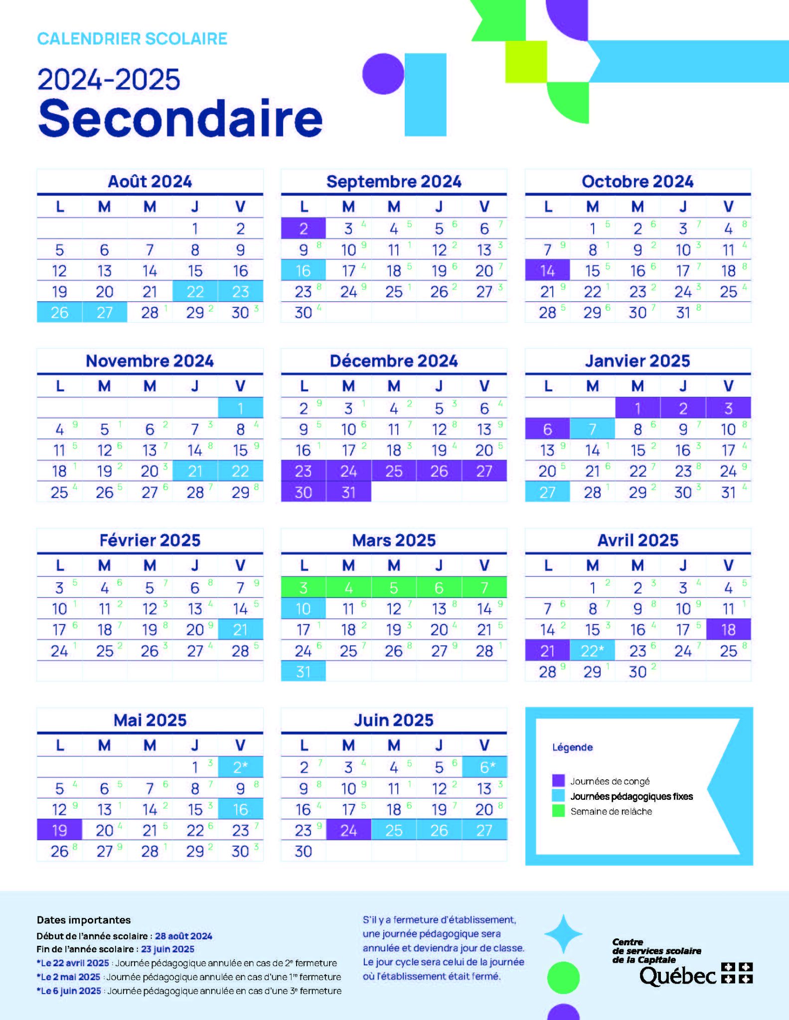 cssc-calendrier-secondaire-2024-25-1p-modifie2 - École Secondaire Roger ...